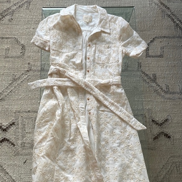 Sezane | Dresses | Sezane Adele Ivory Eyelet Button Up Dress | Poshmark